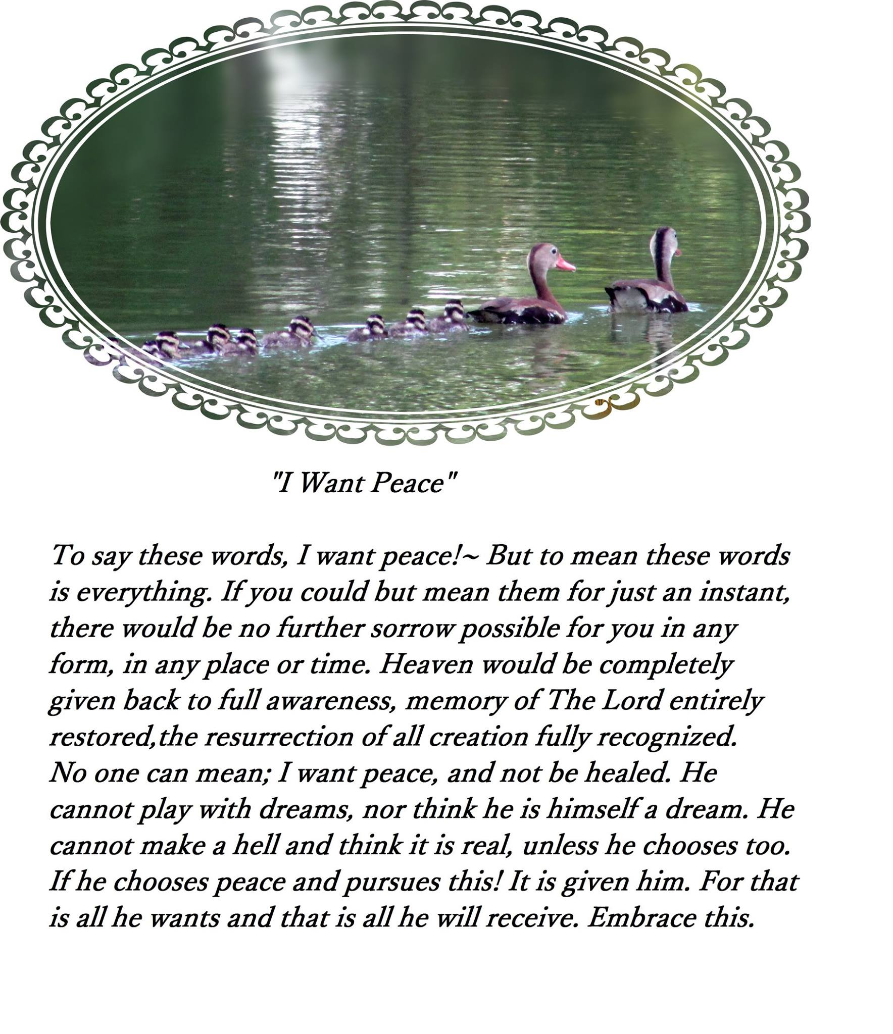 “I Want Peace” – "Common Sense Of Miracles" "Christian National Church ...