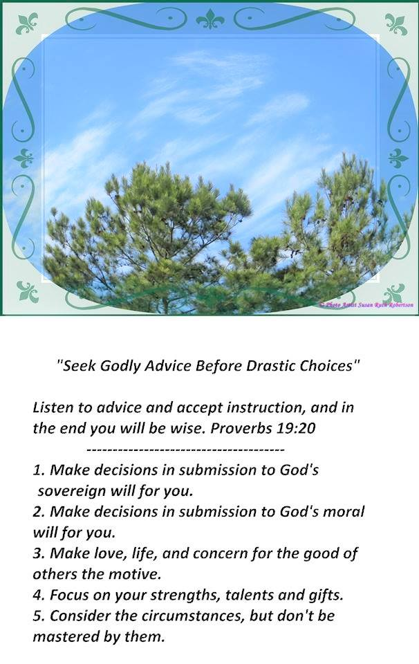 “Seek Godly Advice Before Drastic Choices” – "Common Sense Of Miracles ...